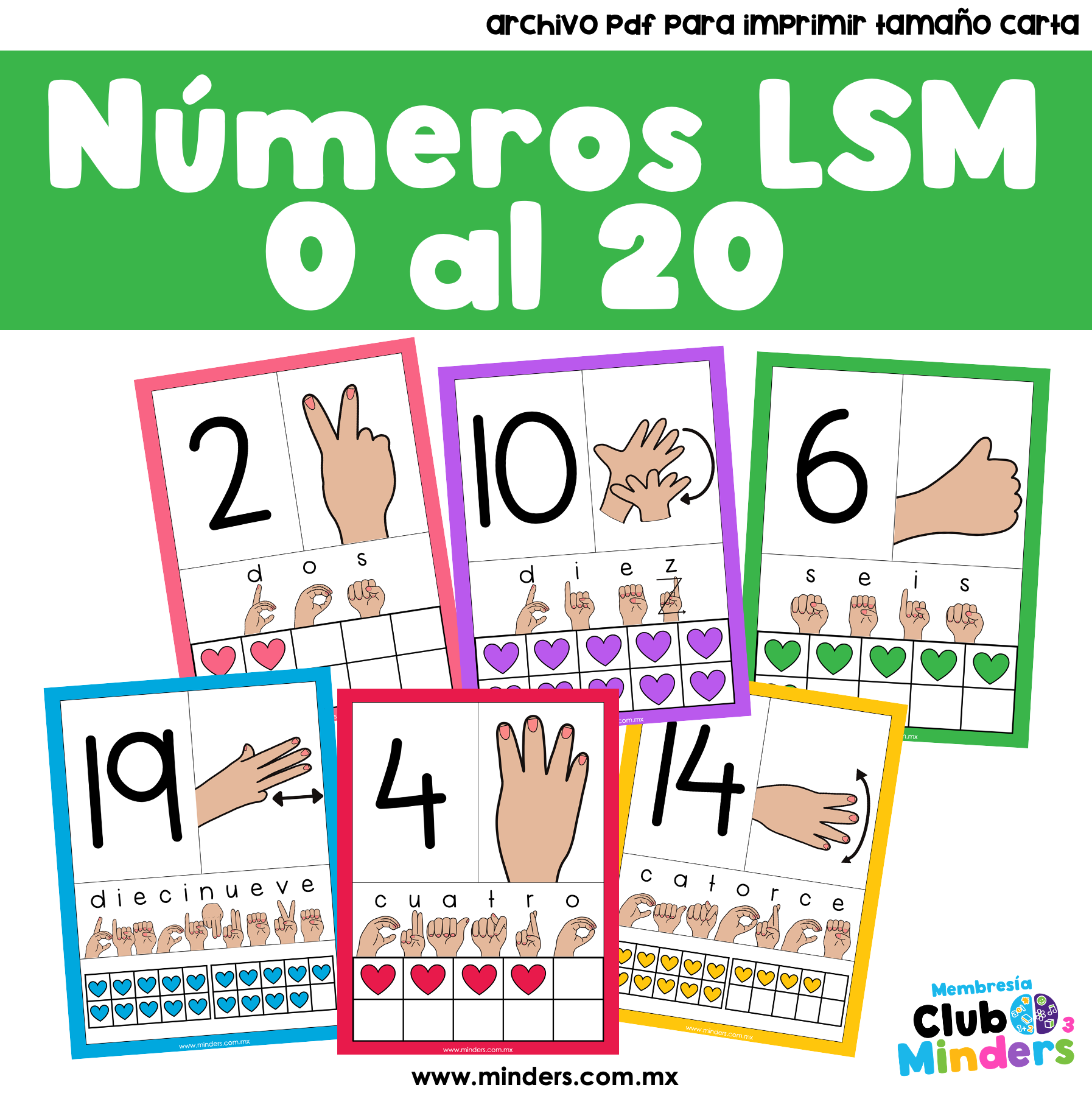 Números LSM 0 al 20 – Mindersmx