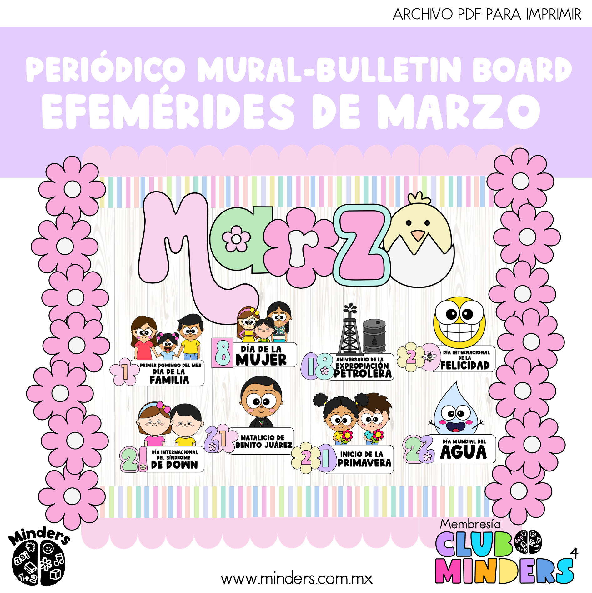 Periódico Mural - Bulletin board Efemérides de Marzo – Mindersmx