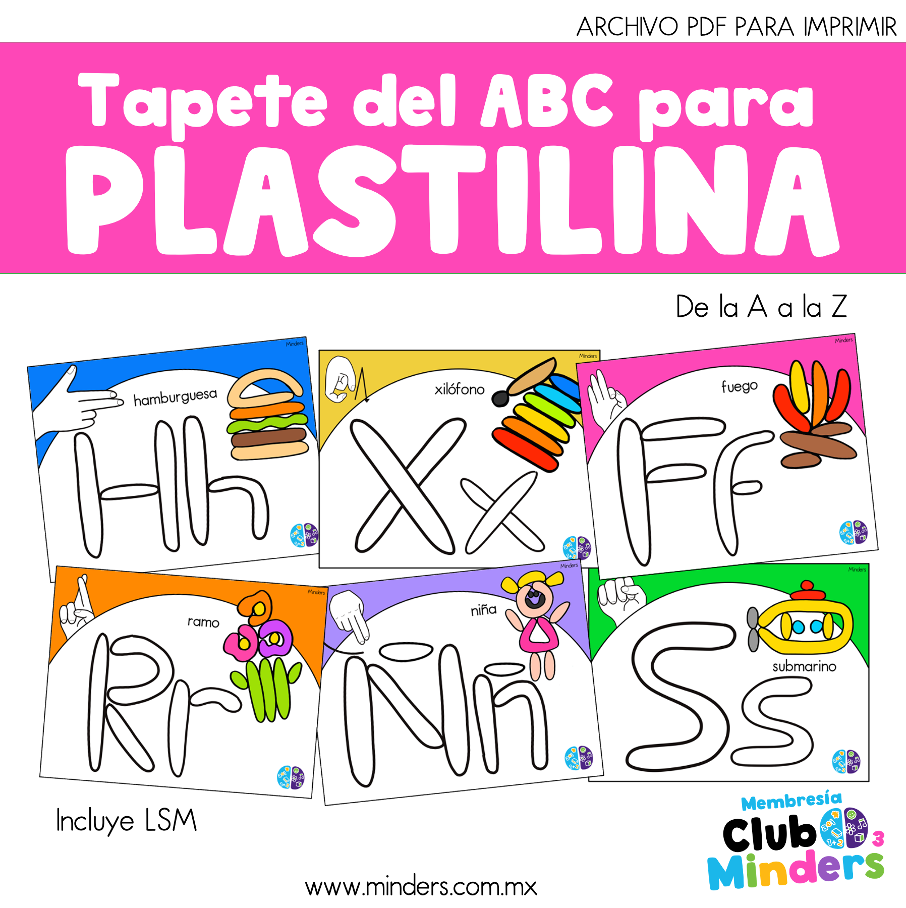 Tapete para plastilina del abecedario (incluye LSM) – Mindersmx