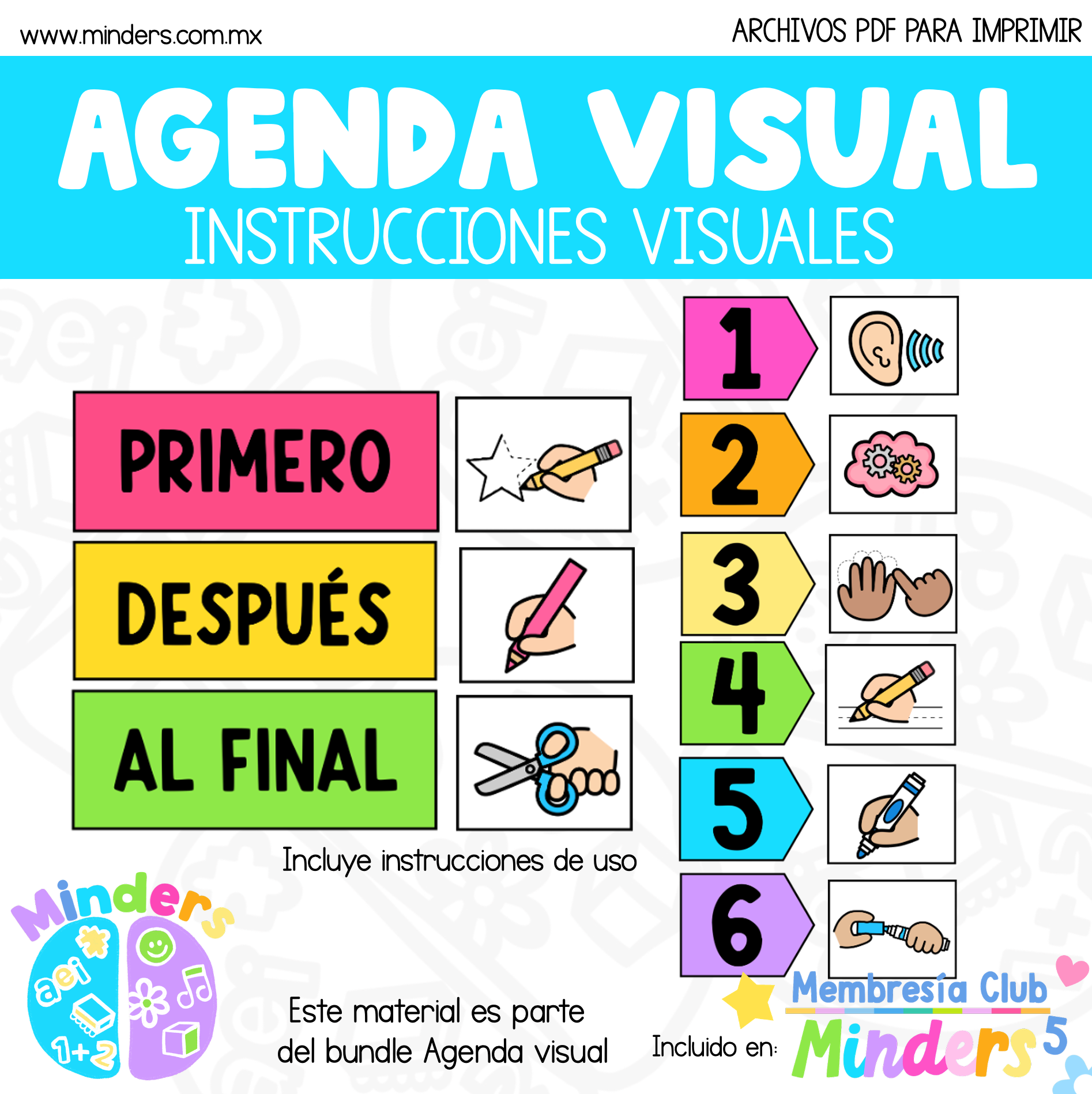 Agenda Visual para el salón de clases - Instrucciones visuales – Mindersmx