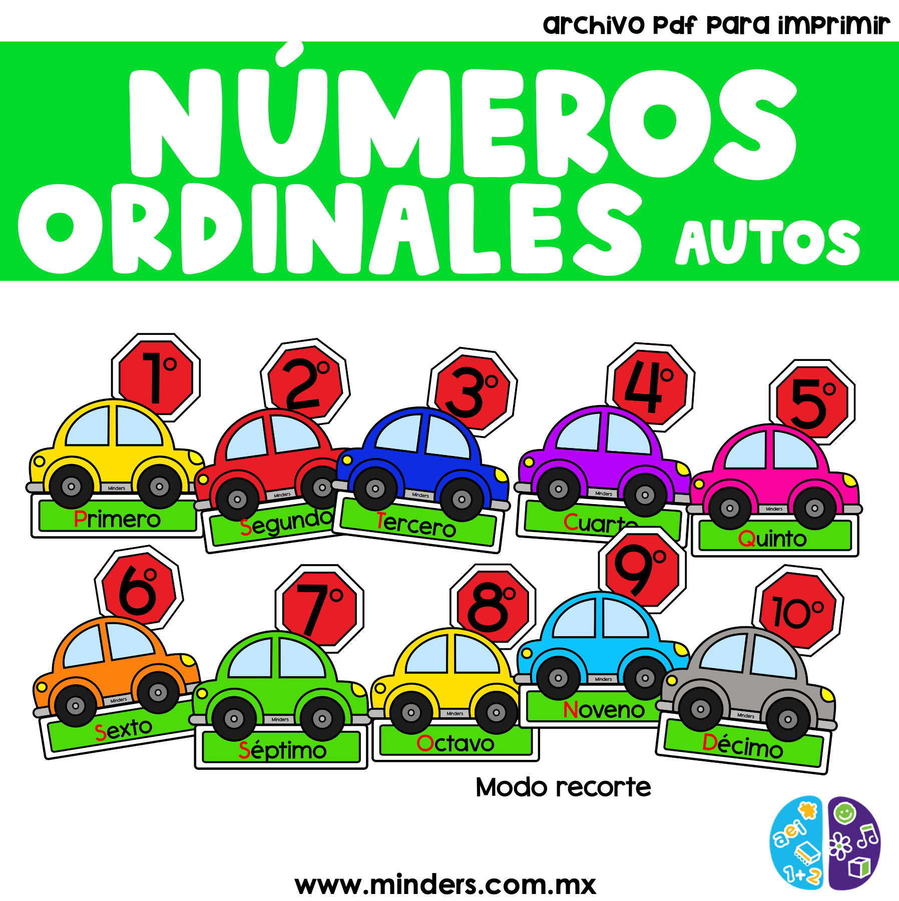 Números Ordinales Modelo Autos – Mindersmx