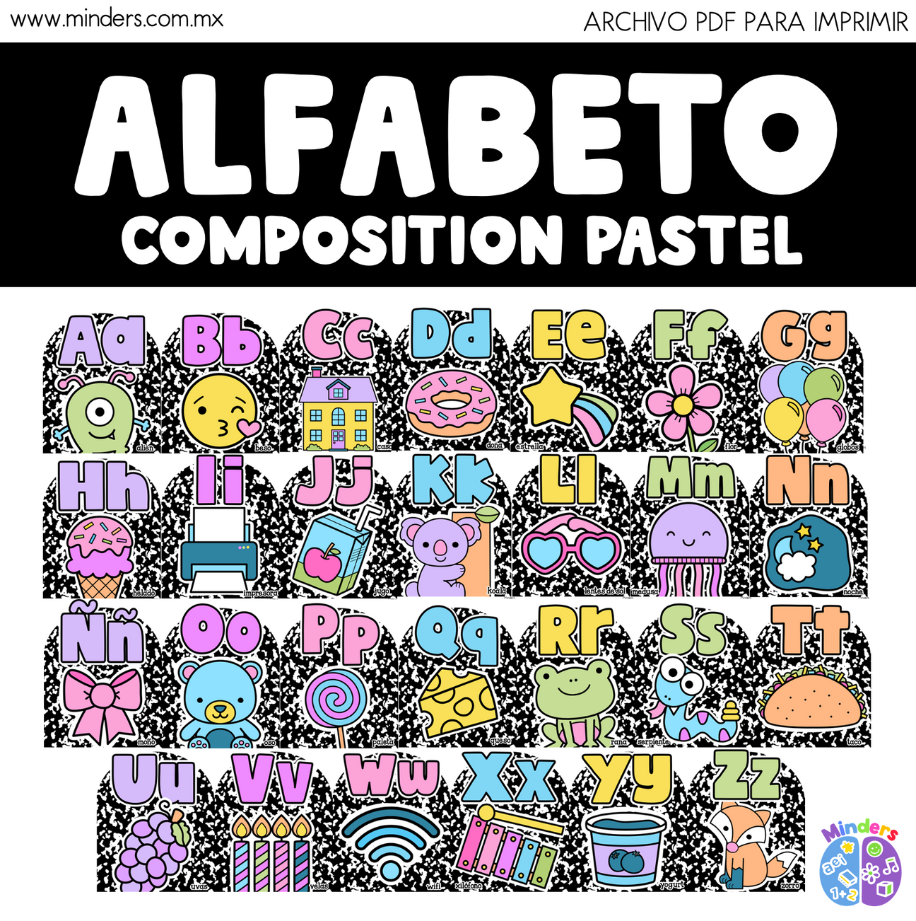 Alfabeto Composition Pastel – Mindersmx