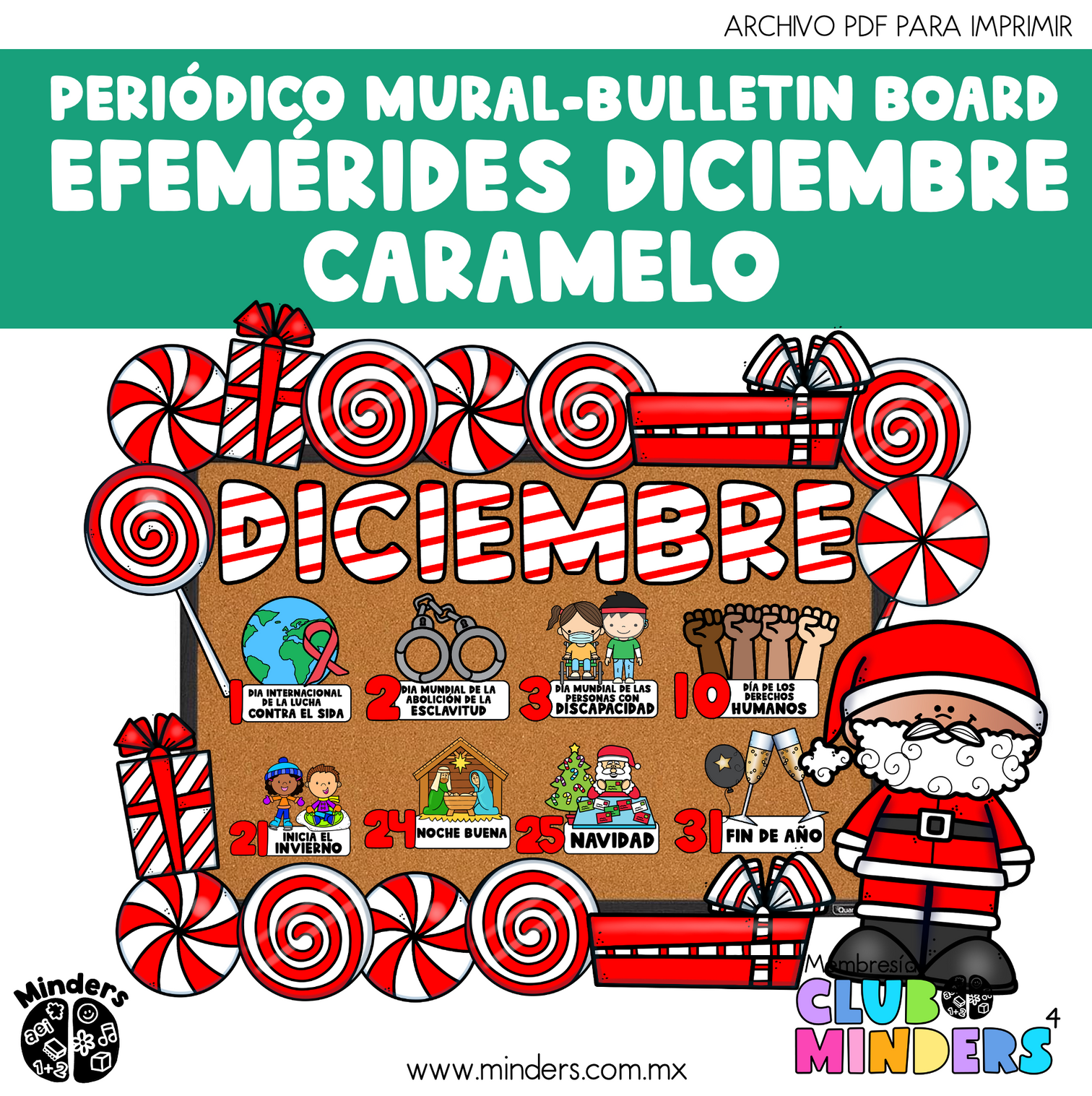 Periodico Mural - Bulletin Board Efemérides Diciembre Caramelo – Mindersmx