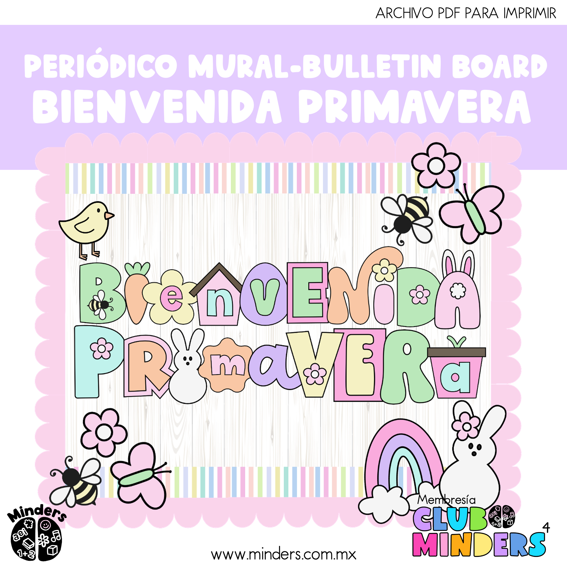 Periódico Mural - Bulletin board Bienvenida Primavera – Mindersmx